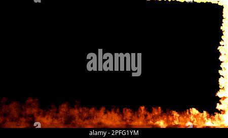 blazing fire lines screen frame on black, isolated - object 3D ...