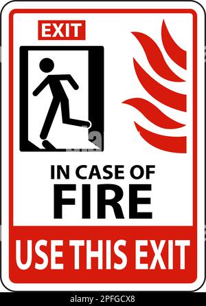 Fire emergency evacuation in office building. People run to exit door ...