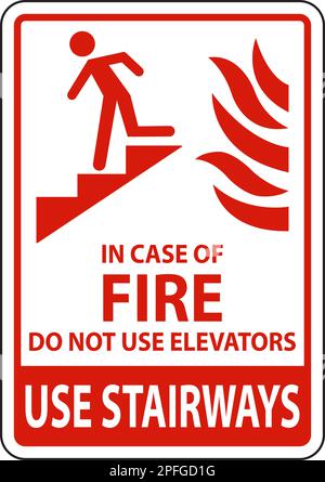 In Case Of Fire Sign Elevators Are Out of Service, Use Exit Stairs ...