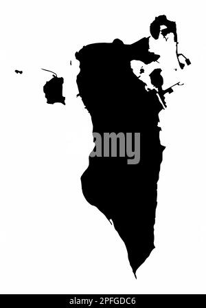 Bahrain Map. Bahraini Country Map. Black and White National Outline ...