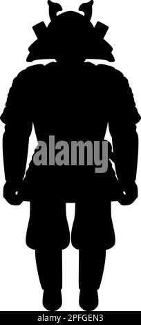 Samurai japanese war's hero silhouette warrior contour outline line ...