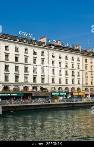 Traditional Houses on the Leman Lake. Geneva. Switzerland Stock Photo ...