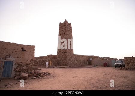 Ancient stone tower of Oudane, a UNESCO World Heritage Site, rises ...
