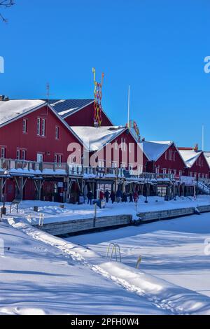 Lulea, Sweden Panorama city. Norrbottens Teater sunny winter day. Lulea ...