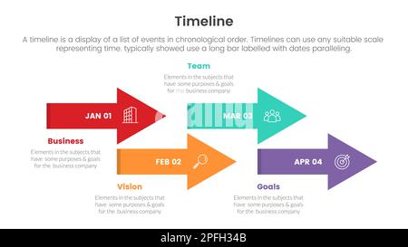 arrow infographic with timeline concept for slide presentation with 4 ...