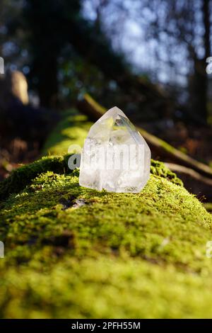 Clear crystal quartz in forest. Nature and harmony Stock Photo - Alamy