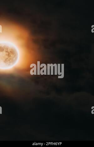 Beautiful view of the shining round moon in the night sky Stock Photo ...