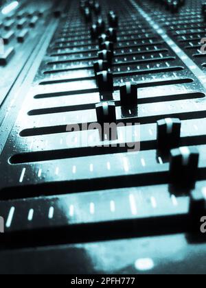 Music console. Music console sliders close-up. Musical equipment Stock ...
