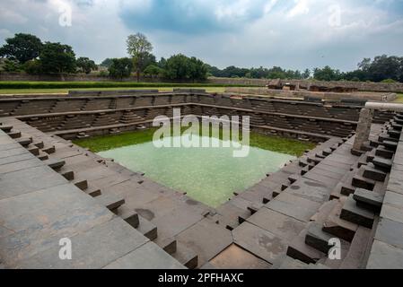 Stepped Tank or Pushkarani in Royal enclosure, Hampi - Karnataka Stock ...