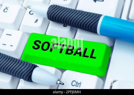 Conceptual caption Softball. Word Written on a sport similar to ...