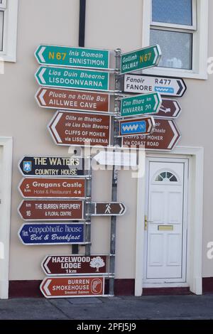 Signposts at Ballyvaughan, County Clare, Ireland Stock Photo - Alamy