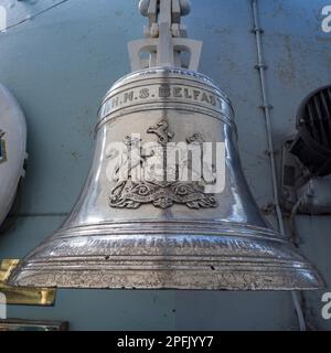 HMS Belfast Ships bell- London UK Stock Photo - Alamy