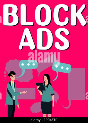 Conceptual display Block Ads, Business concept program that will remove ...