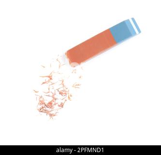 Double eraser and crumbs on white background, top view Stock Photo - Alamy