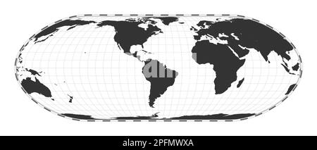 Vector world map. Nel-Hammer projection. Plain world geographical map ...