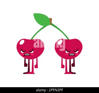 Fresh cartoon red pair cherries. Icon or logo emblem isolated on white ...