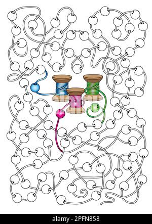 Labyrinth game for children, untangle the thread Stock Vector Image ...