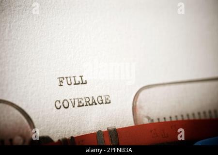 Full coverage text written with a typewriter Stock Photo - Alamy