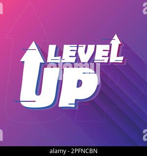 Level Up screen. Pixel video game achievement, pixels 8 bit games ui ...