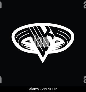 WK Logo monogram letter with triangle shape slice isolated outline ...