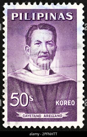 Stamp printed in Philippines shows Emilio Aguinaldo, the First ...