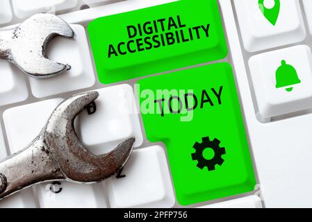 Hand writing sign Digital Accessibility, Business overview electronic ...