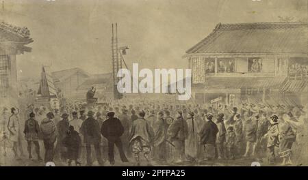 Vintage 19th century photograph: execution of Japanese convict ...