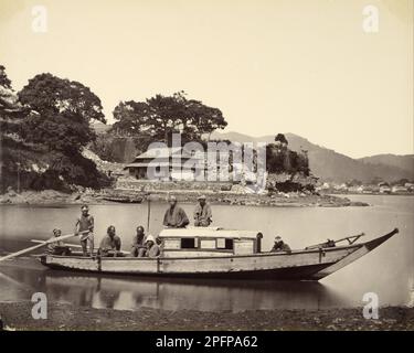 'Japanese Junk in Canal, Nagasaki' by Felice Beato captures a scene of ...