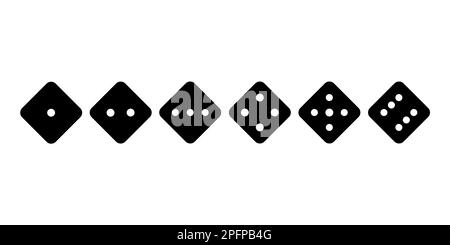 Game dice set isolated on white background. Set of dice in flat and linear design from one to ...
