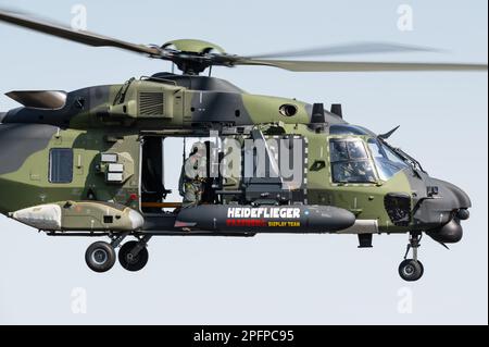 A NHIndustries NH90 TTH helicopter of the German Army performing a ...