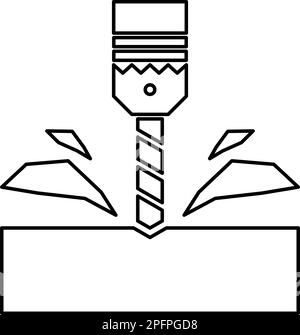 Drill with cartridge bit stationary use contour outline line icon black ...