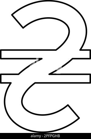 Hryvnia UAH symbol money Ukraine Ukrainian currency sign contour ...