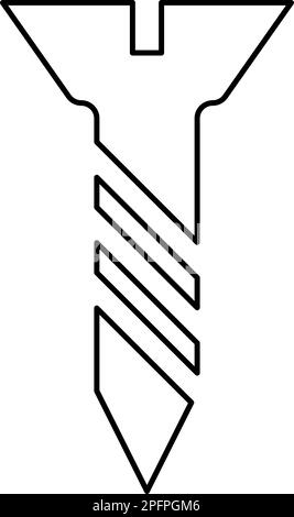 Screw metal wood contour outline line icon black color vector ...
