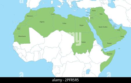 Map of the Mena Region, Middle East and North Africa Stock Vector Image ...
