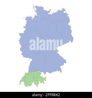 High quality political map of Germany and France with borders of the ...