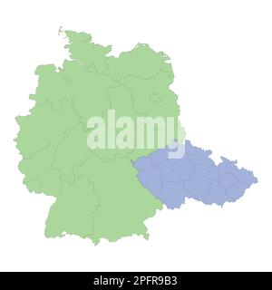 High quality political map of Germany and Switzerland with borders of ...