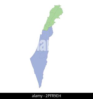 High quality political map of Israel and Palestine with borders of the ...