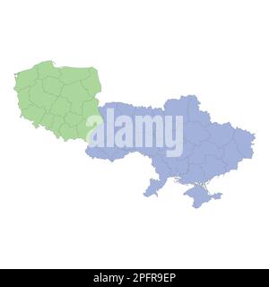 High quality political map of Poland and Belarus with borders of the ...