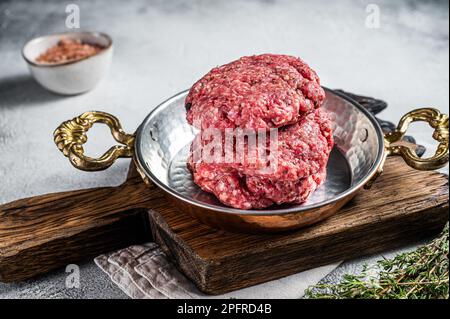 Raw Hamburger patty, groud beef Meat, uncooked meat cutlets. Isolated ...