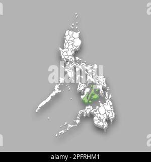 Visayas region location within Philippines 3d isometric map Stock ...