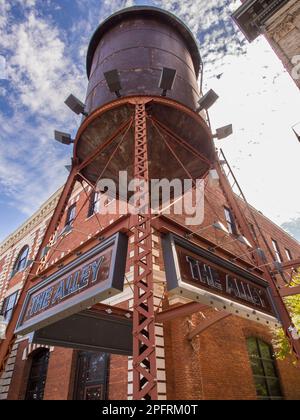 Rooftop water pressure tank in Tokyo, Japan. Utility infrastructure in ...