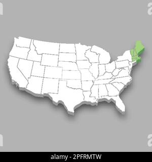 New England division location within United States 3d isometric map ...