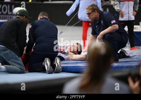 Stuttgart, Germany. 18th Mar, 2023. Gymnastics, DTB Cup, men, apparatus ...