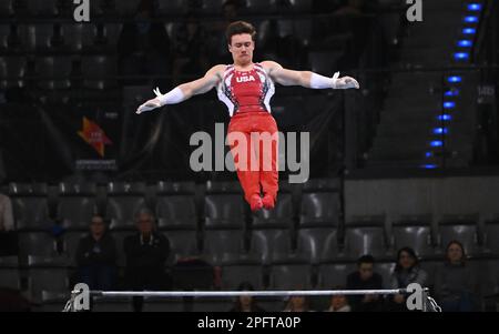 Stuttgart, Germany. 18th Mar, 2023. Gymnastics, DTB Cup, men, apparatus ...