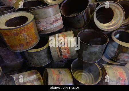 Cans of poison gas Zyklon B, exhibition, Stammlager I, concentration ...