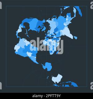 Map of The World. Transverse spherical Mercator projection. Globe with ...