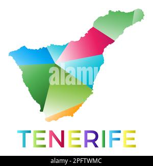 Tenerife map design. Shape of the island with beautiful geometric waves ...