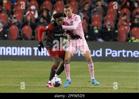 Toronto FC's Deandre Kerr, left, vies for possession of the ball ...