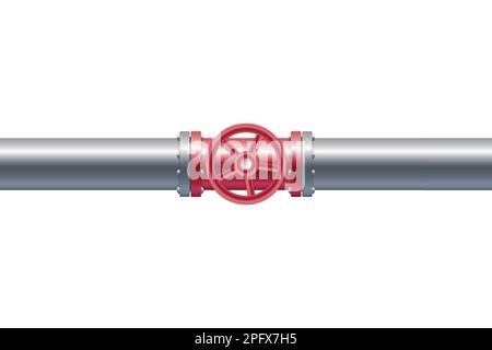 3d realistic pipe with valve and piping system. Vector illustration ...