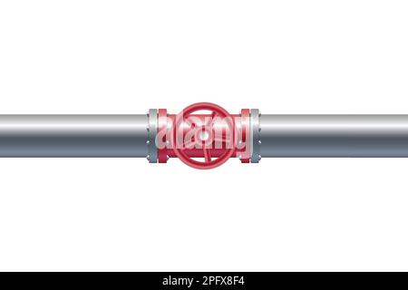 3d realistic pipe with valve and piping system. Vector illustration ...
